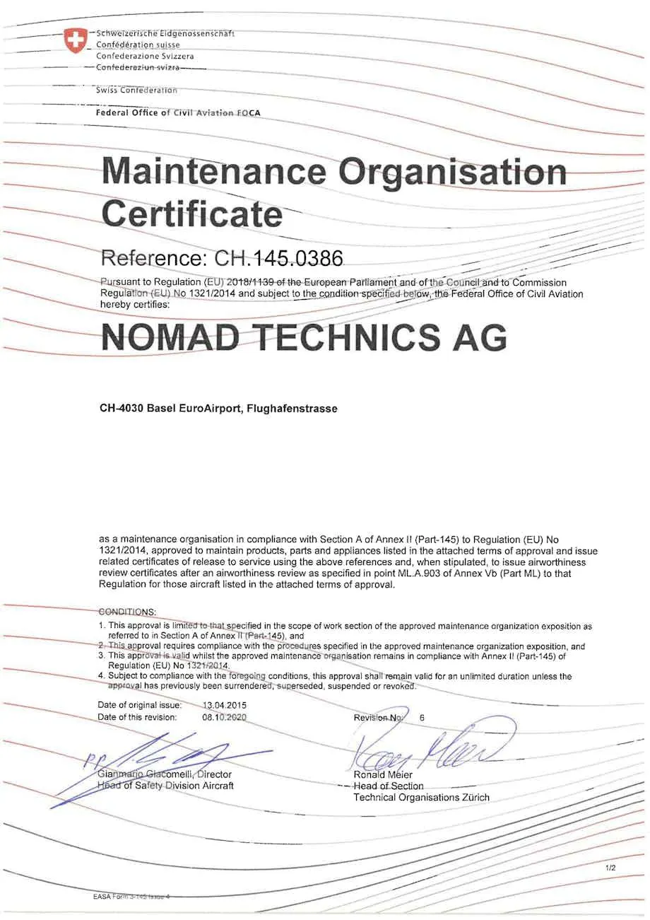 Nomad Technics receives EASA Part-145 Maintenance Approval Extension ...